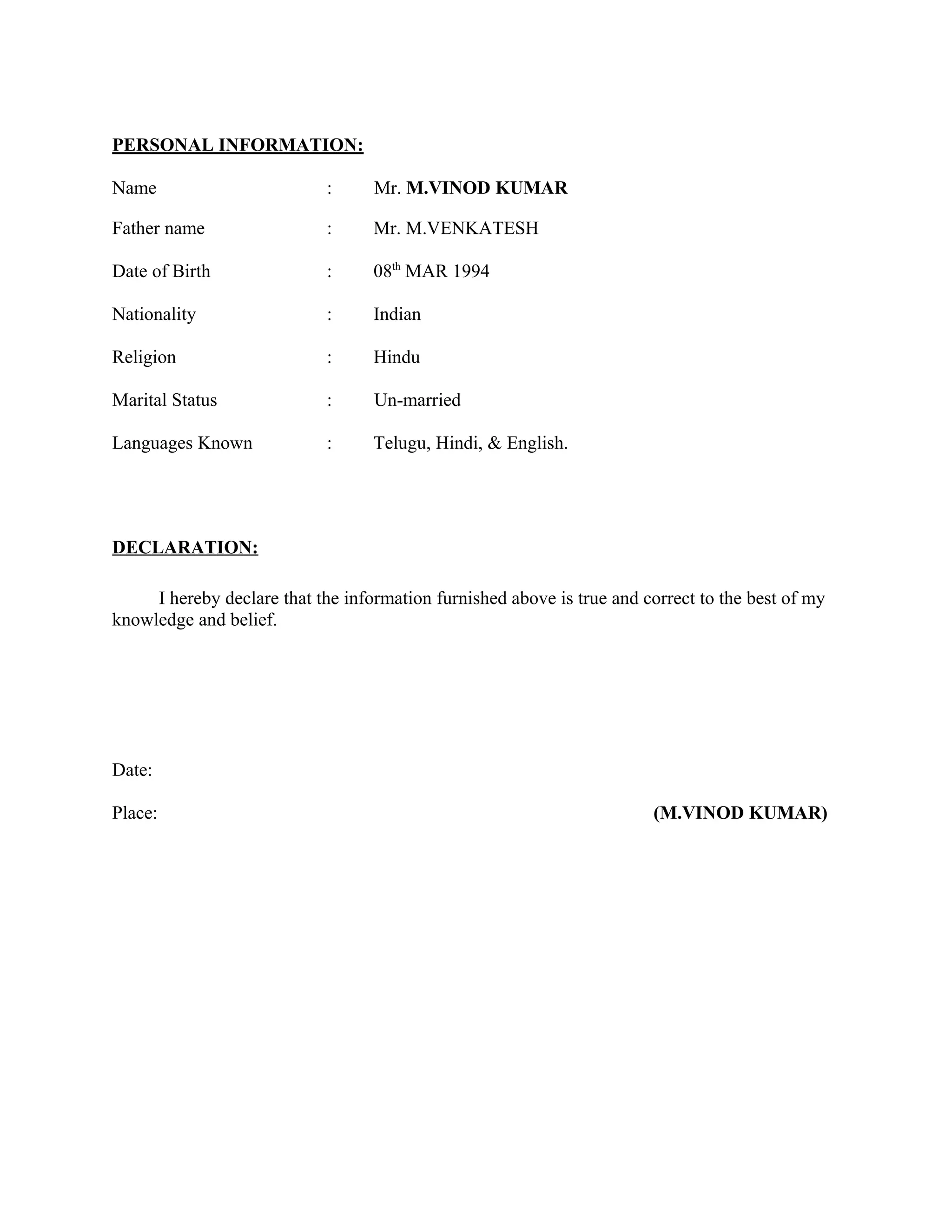 vinod resume perfect | DOC