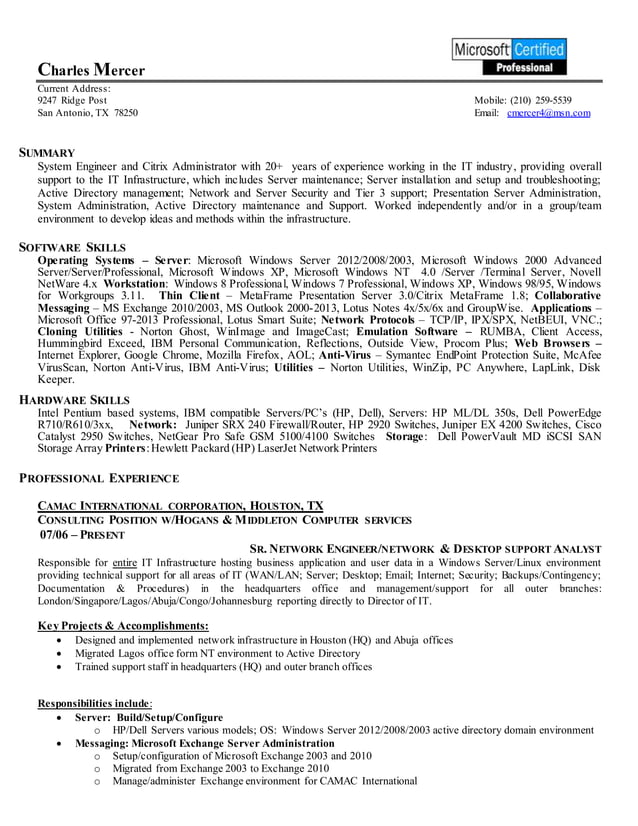 Charles Mercer_Resume 8-12-16 | PDF