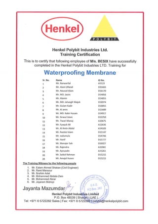certificate of waterproofing | PDF