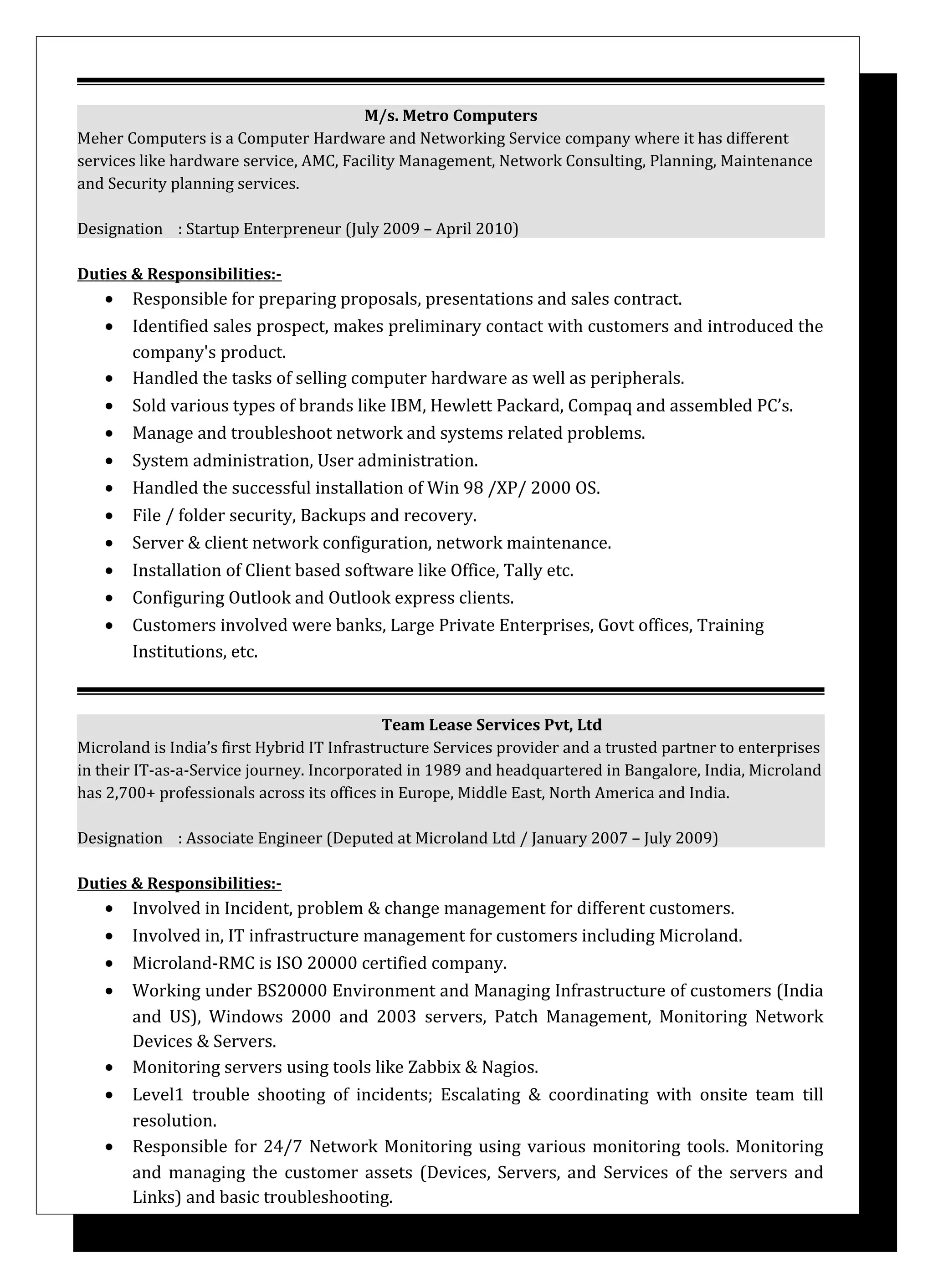 Syed_Altaf_CV | DOC | Operating Systems | Computer Software and Applications