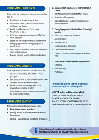 Sacco_training brochure - Embu March 2014 (2) | PDF