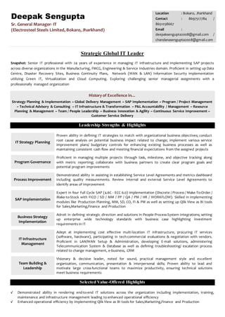 Resume - Deepak Sengupta ver1.2 | DOCX | IT and Internet Support | Internet