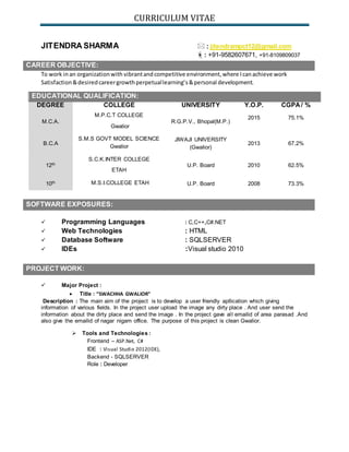 JITENDRA SHARMA RESUME | PDF