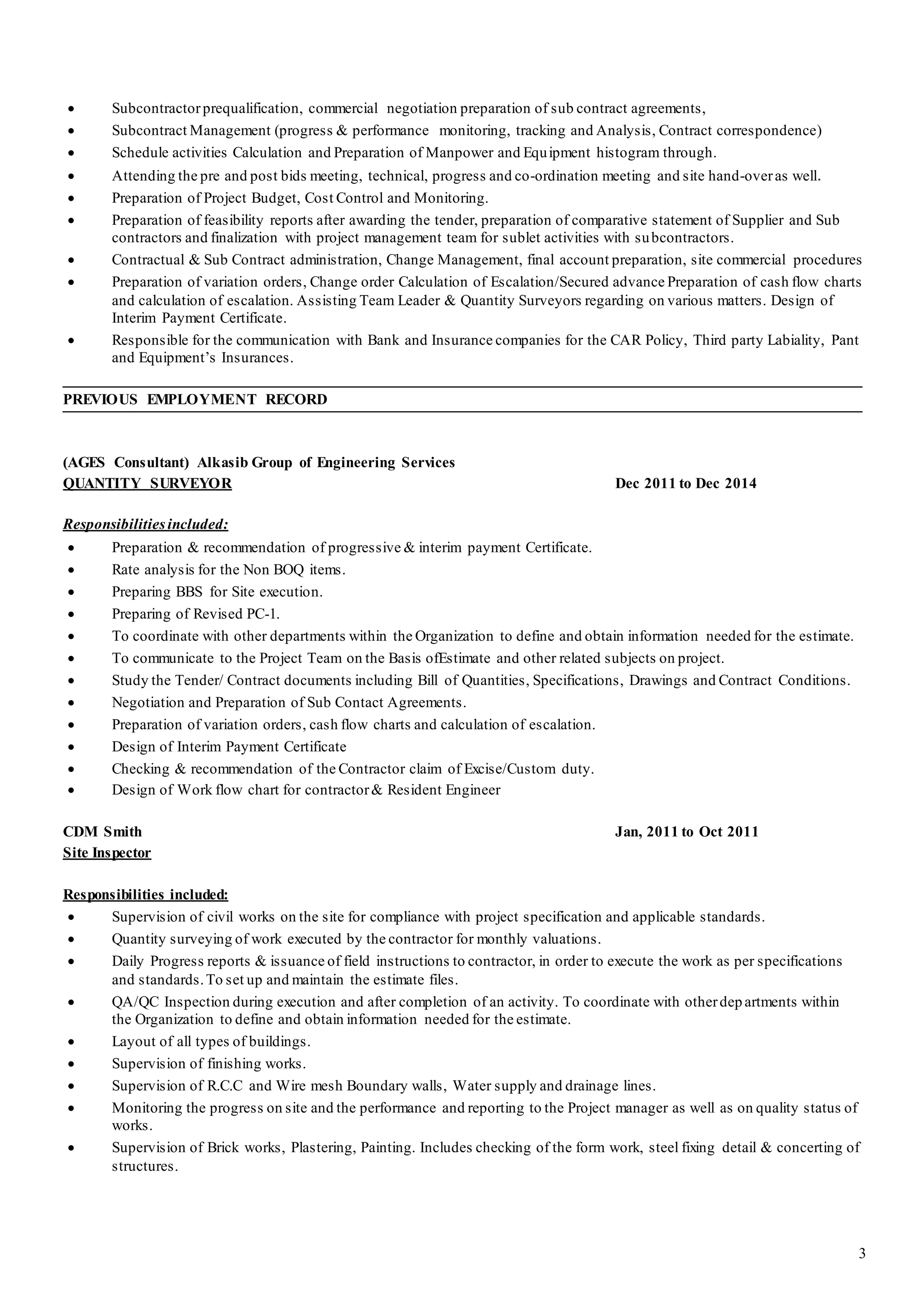 Quantity Surveyor | DOCX