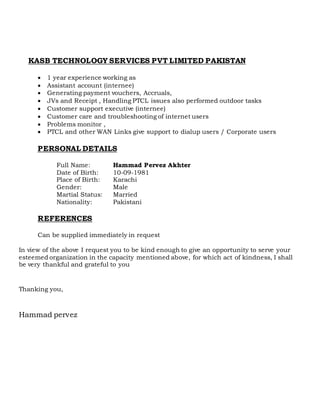 hammad cv | DOCX