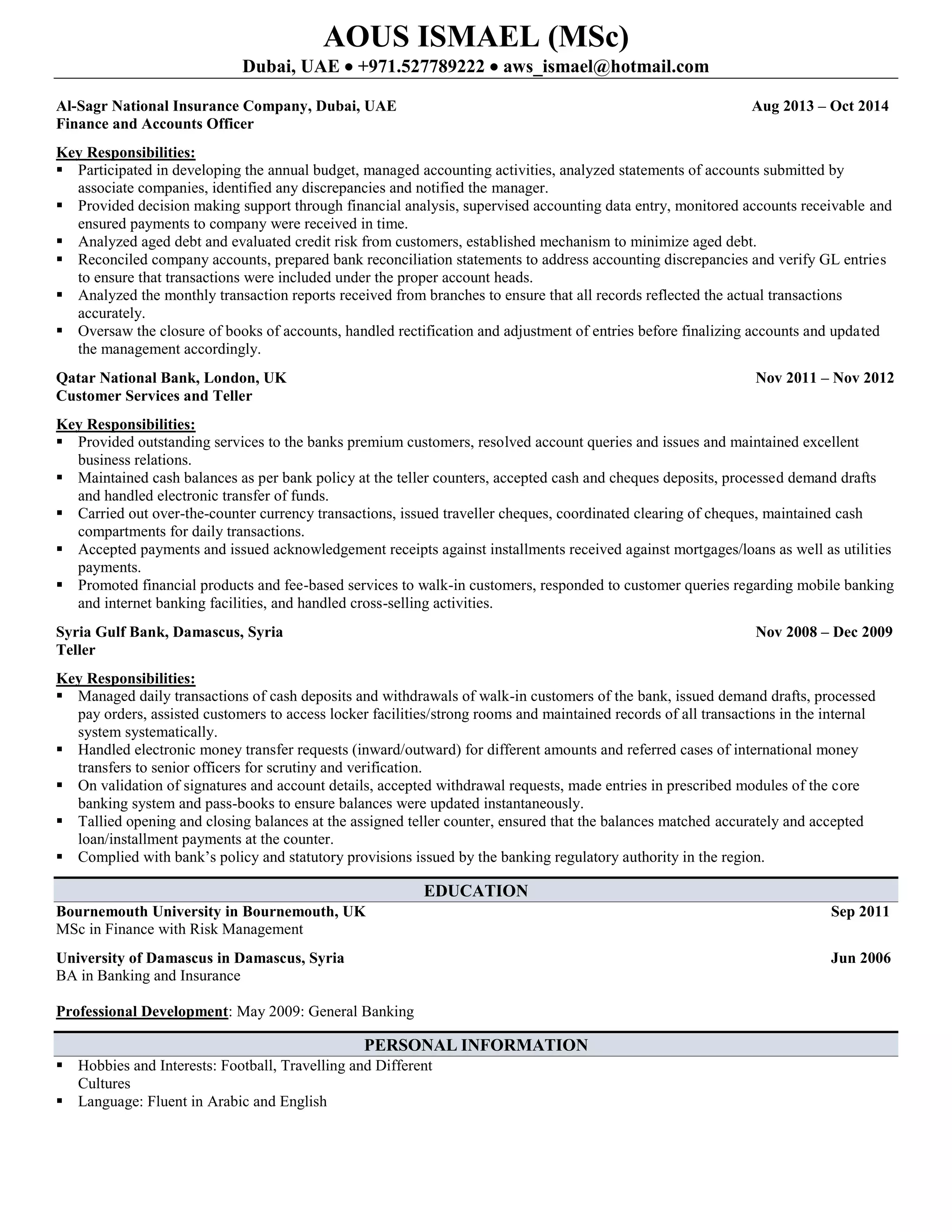 Aous Ismael CV | PDF