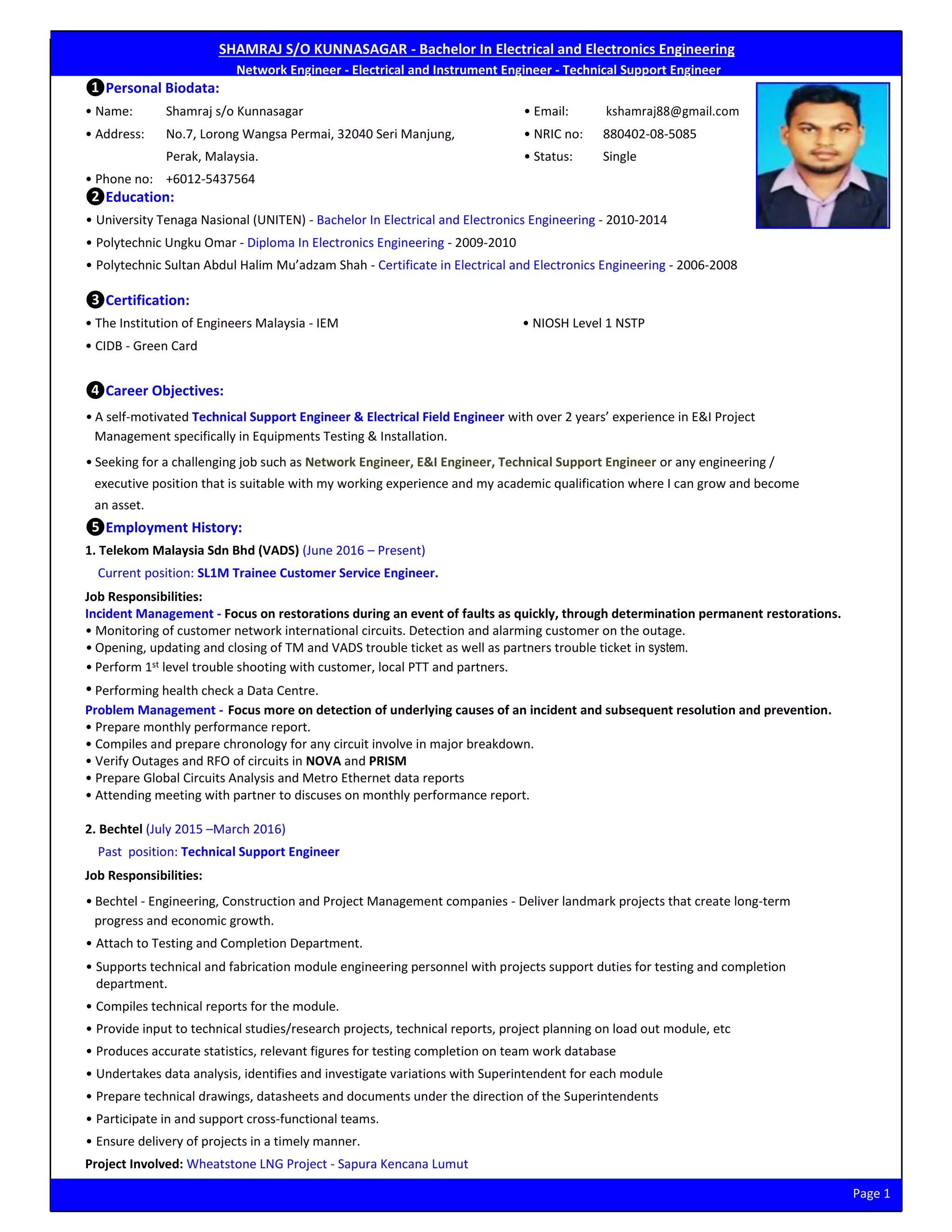 Shamraj Kunnasagar (Resume) | PDF