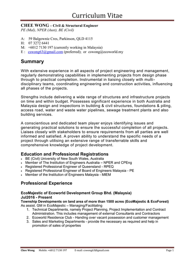 Chee Wong - CV DEC2016 | PDF