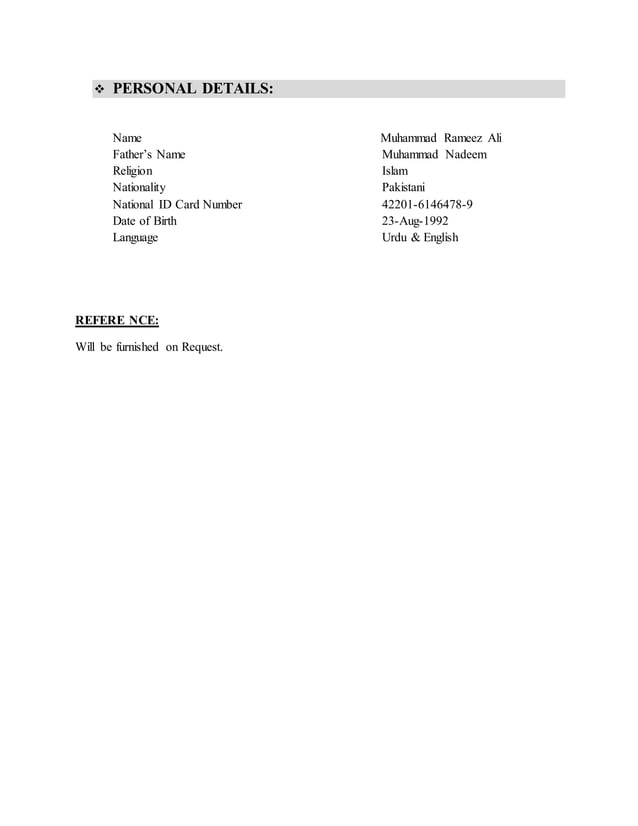 MUHAMMAD RAMEEZ ALI - New | PDF
