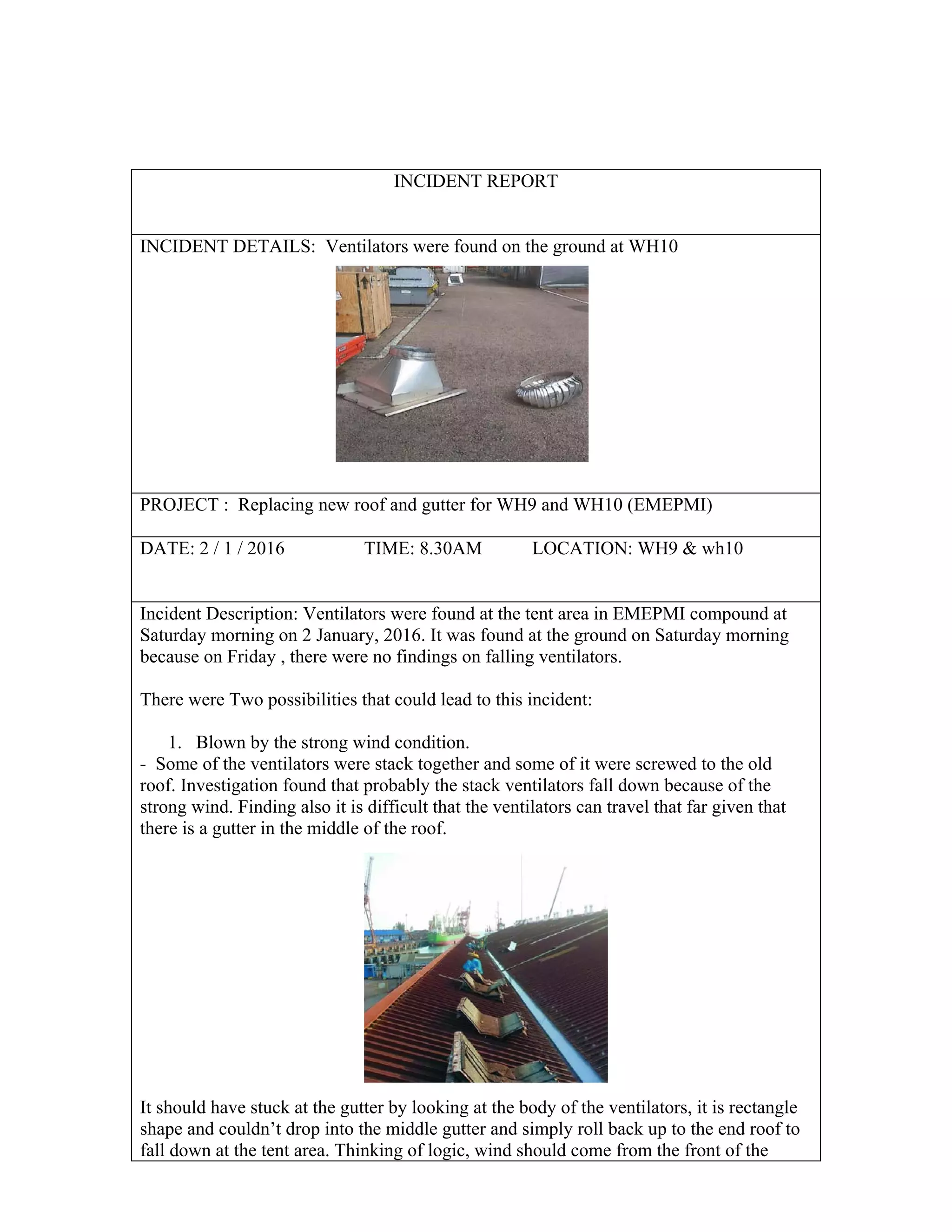 INCIDENT REPORT | PDF
