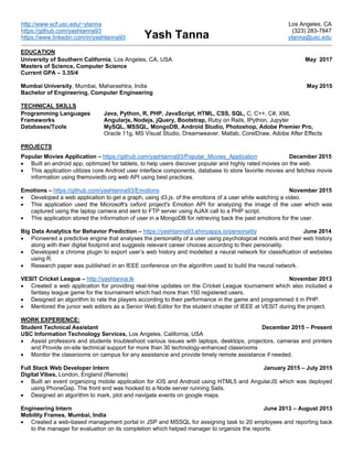 Resume Yash Tanna | PDF