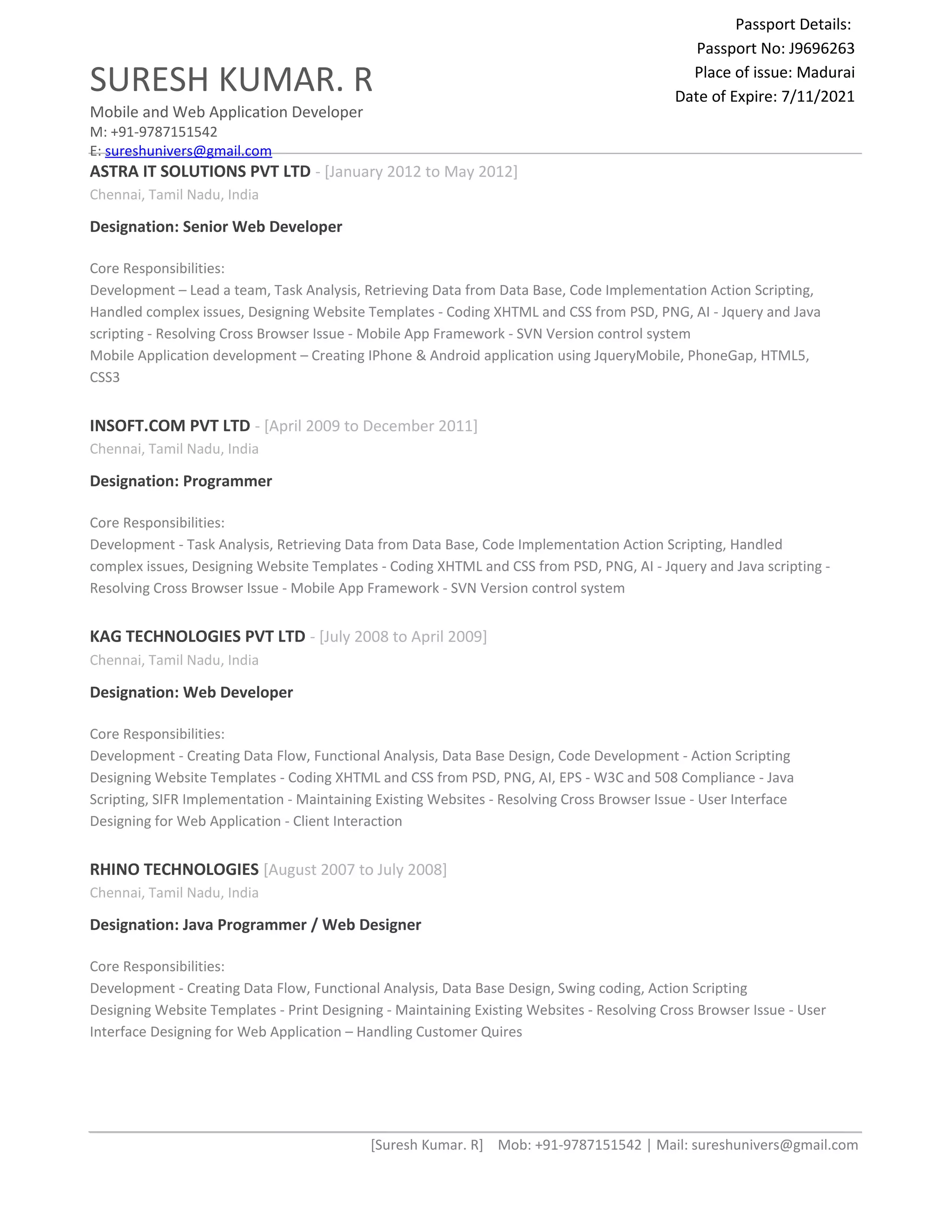 Mob,Web-Developer-SureshKumar | DOC | Web Design and HTML | Internet