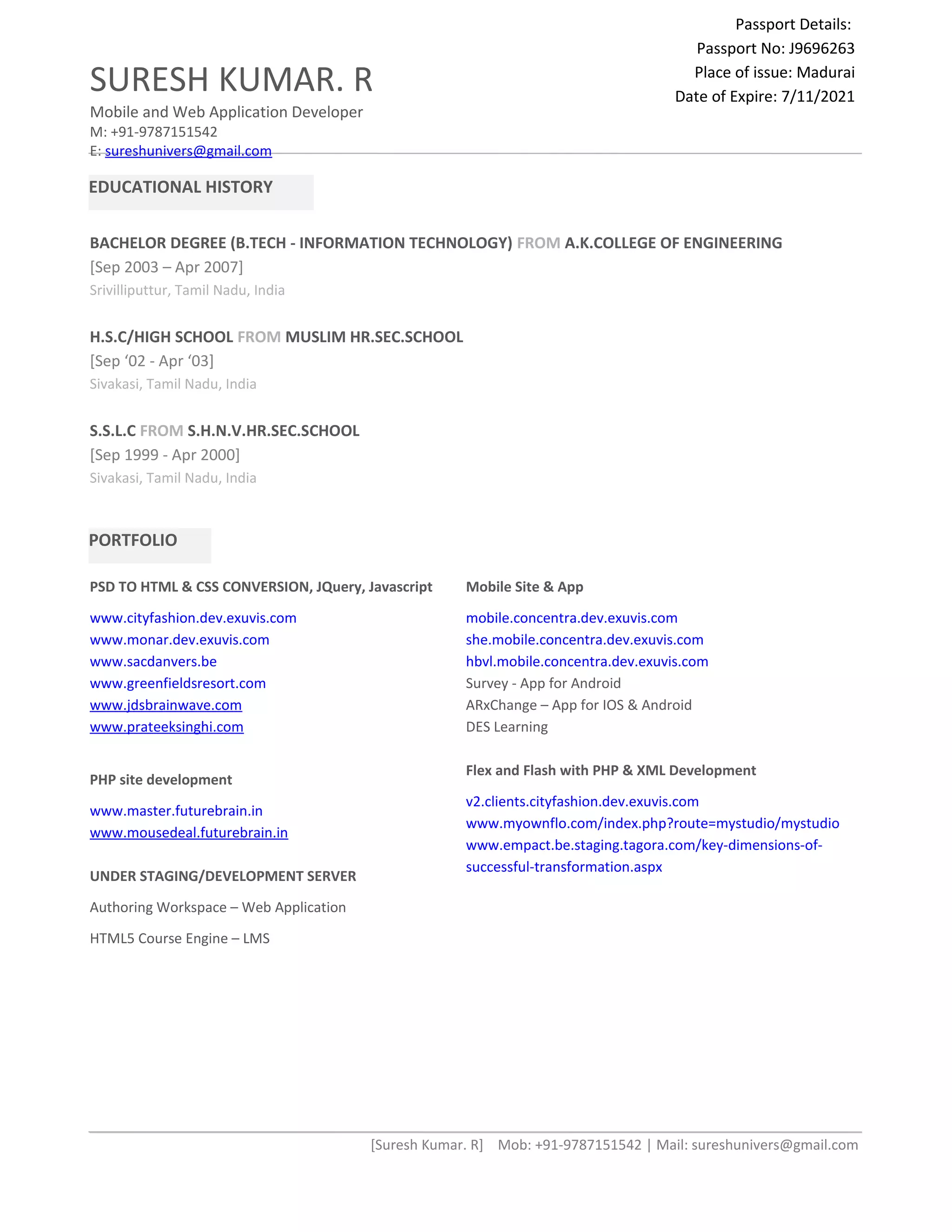 Mob,Web-Developer-SureshKumar | DOC | Web Design and HTML | Internet