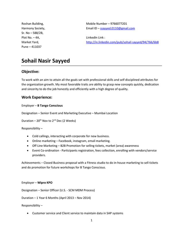 Sohail Resume - Marketing | PDF