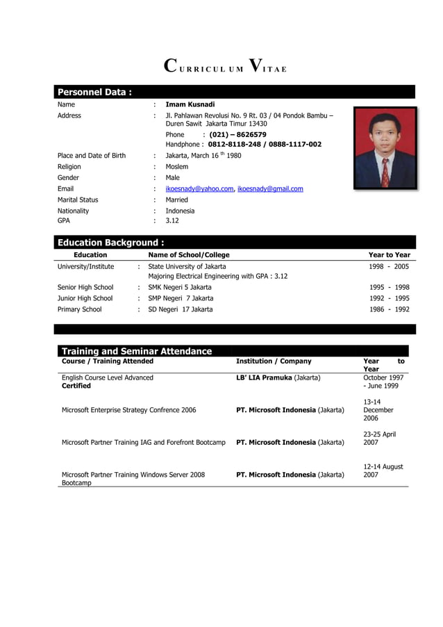 My Resume & Curriculum Vitae_Imam Kusnadi (1) | PDF
