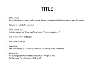 HOW TO WRITE SCIENTIFIC REPORTS | PPTX