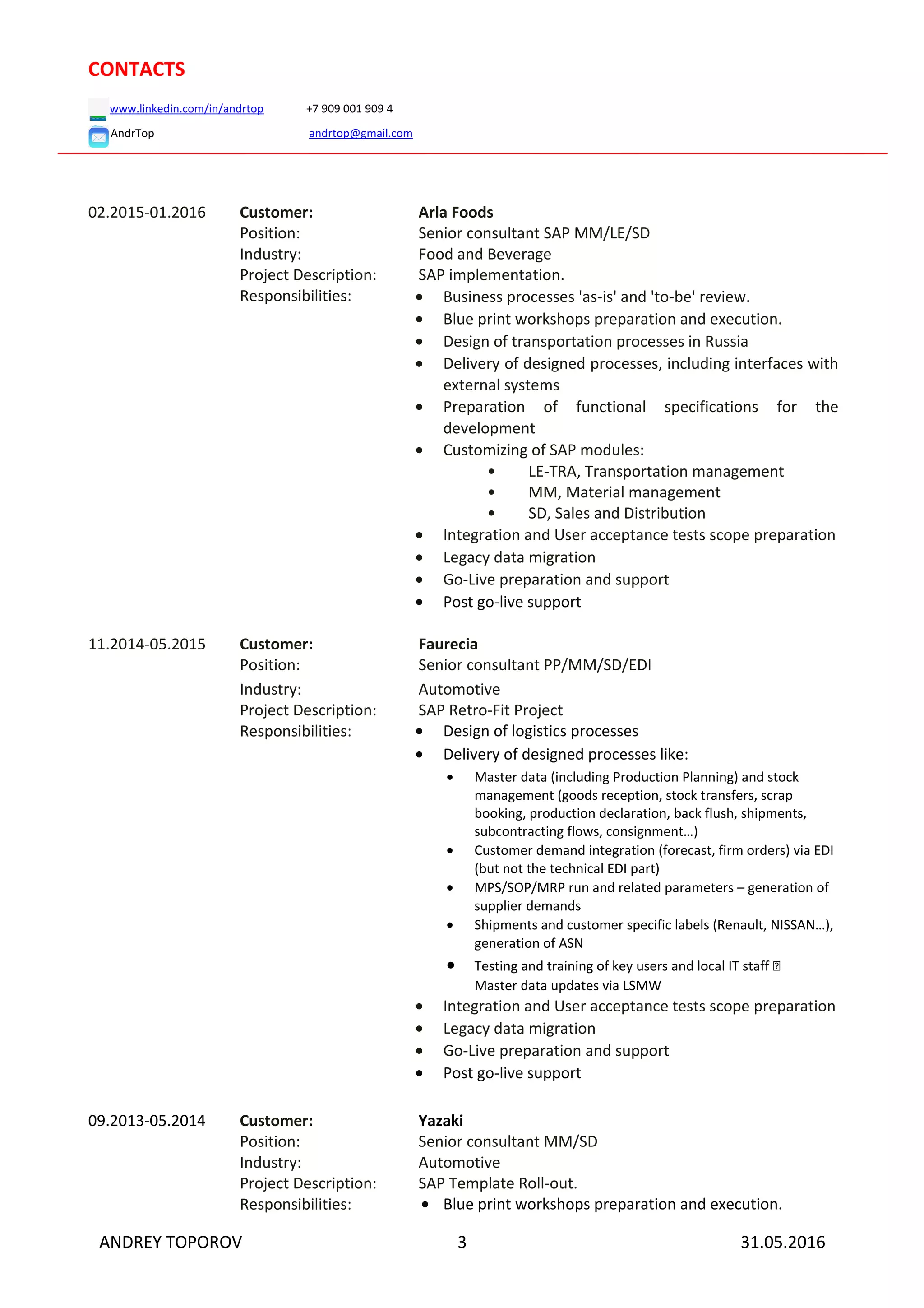 Cv Sap Consultant Andrey Toporov Pdf