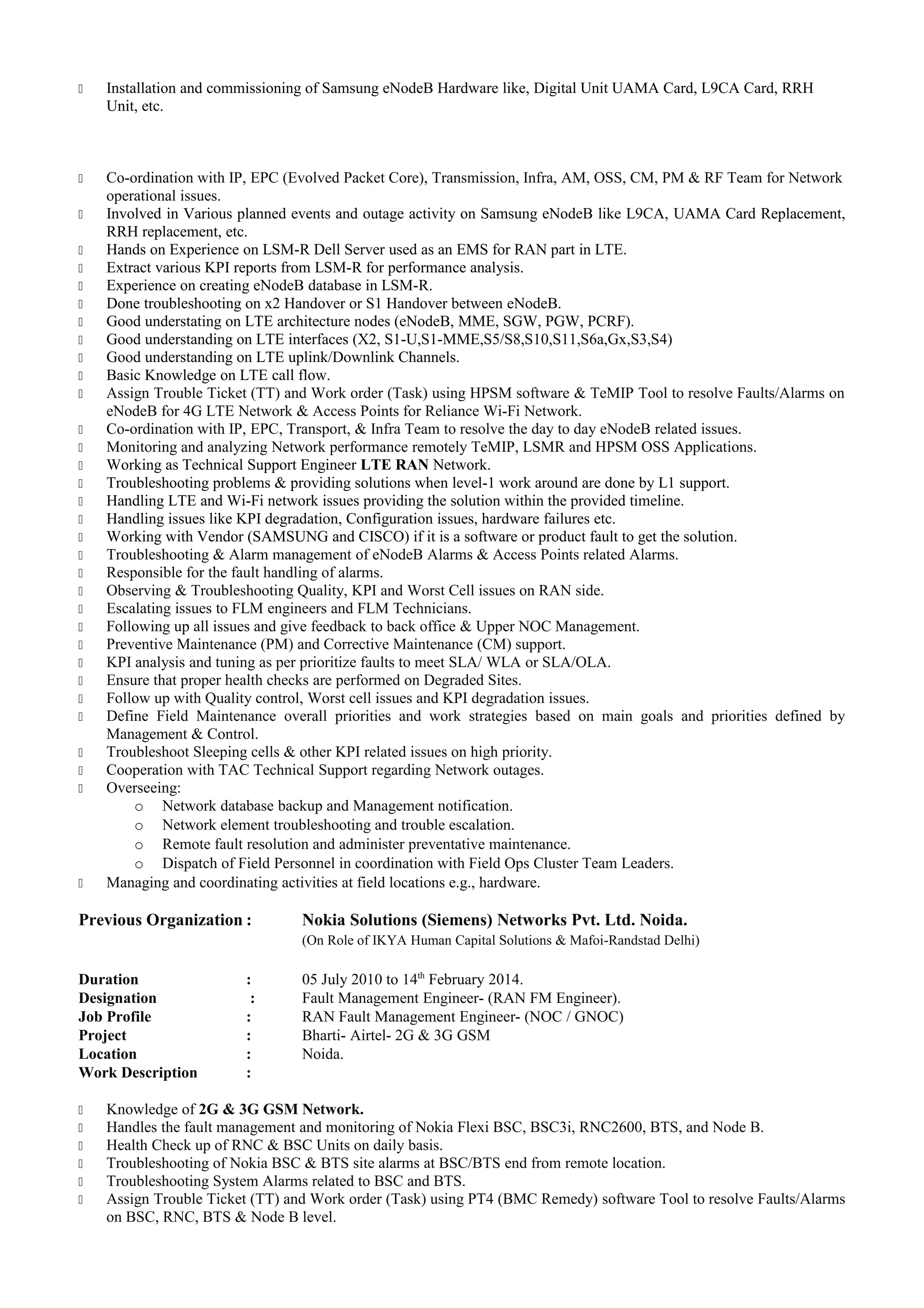 Bhim Sen Singh_Resume-RAN FM Engineer | DOC