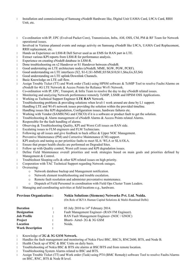 Bhim Sen Singh_Resume-RAN FM Engineer | DOC