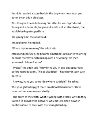 Life and times of Blou Kop the lizard | DOCX