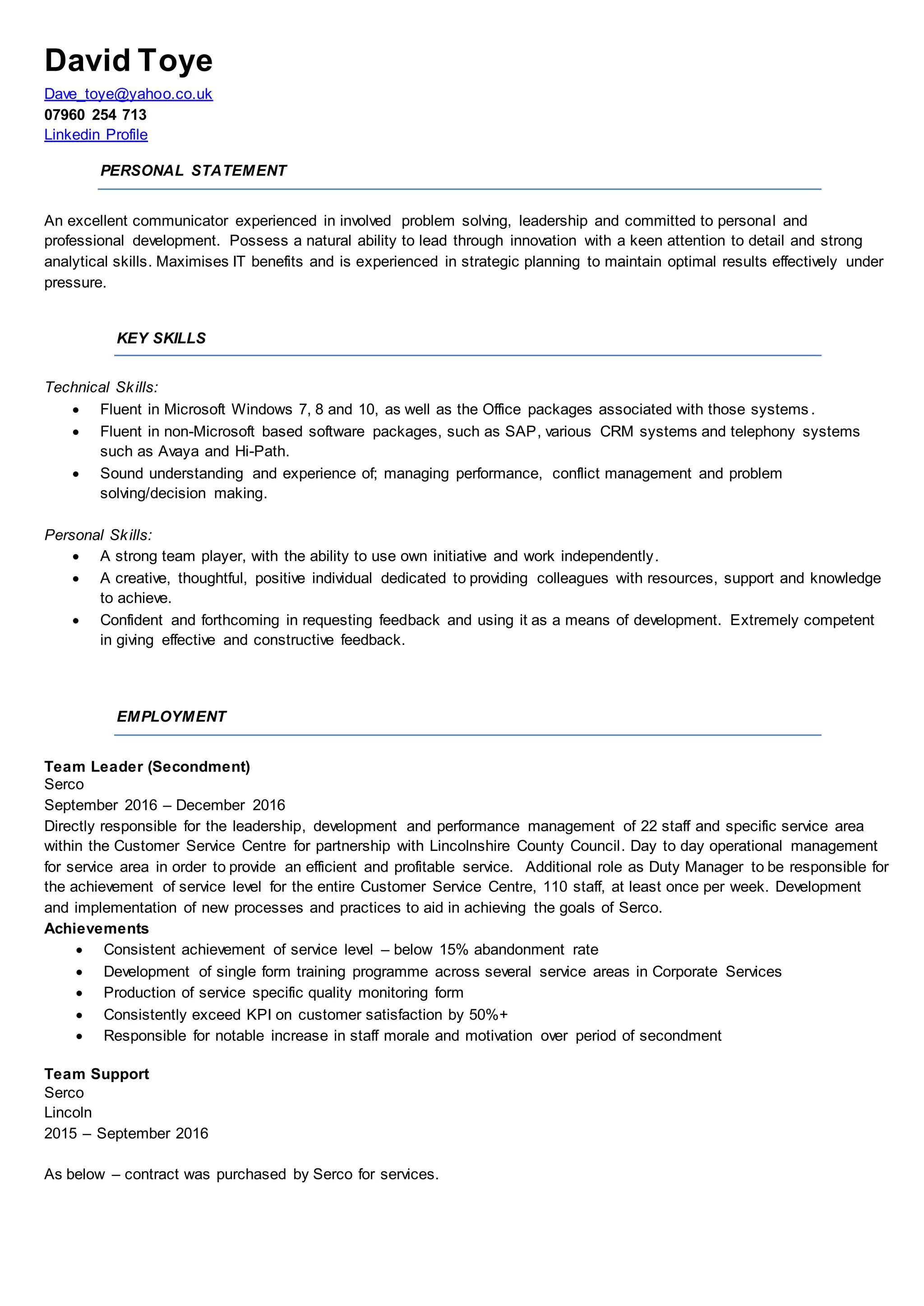 David Toye-curriculum vitae | PDF