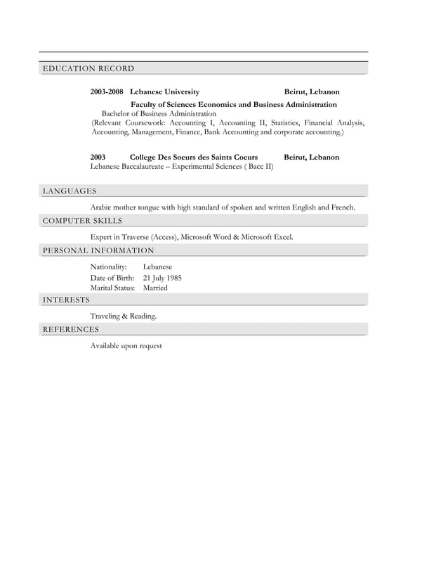 Jessica Rahbani Bou Zeid CV | PDF