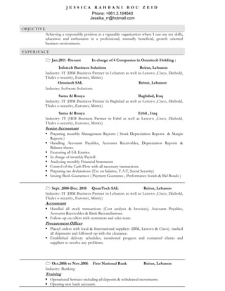 Jessica Rahbani Bou Zeid CV | PDF
