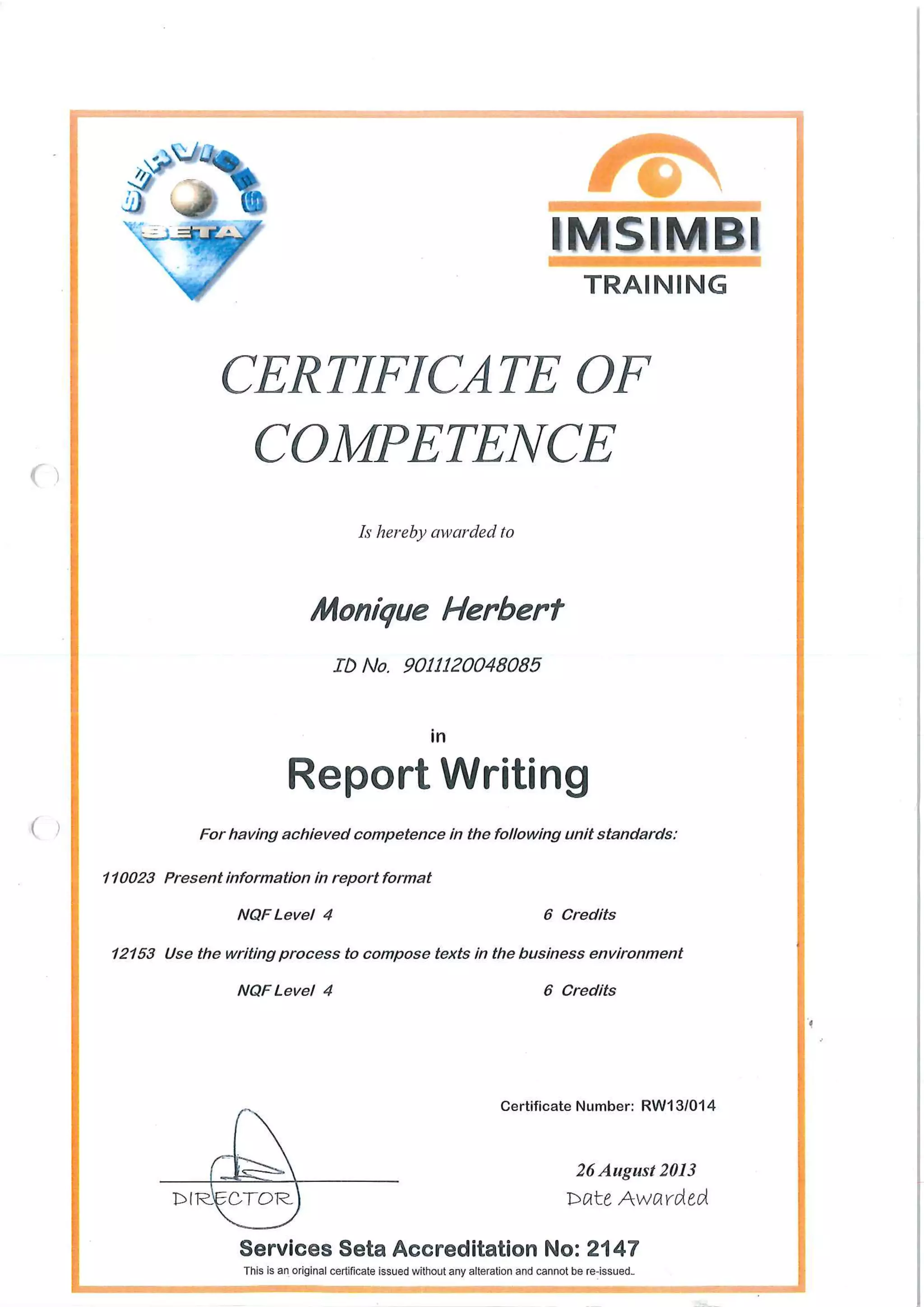 Report Writing Certificate | PDF