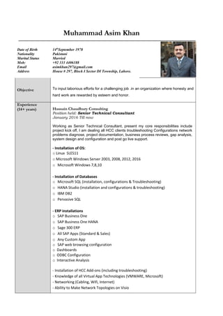 Updated Resume M.Asim Khan 2017 | DOC