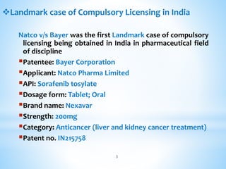 Landmark case of Compulsory Licensing in India | PPTX