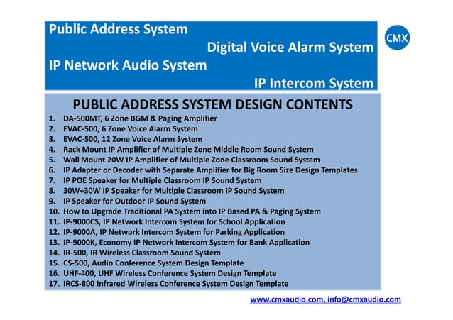 CMX AUDIO 2016 Public Address System Design Templates | PDF | Digital ...