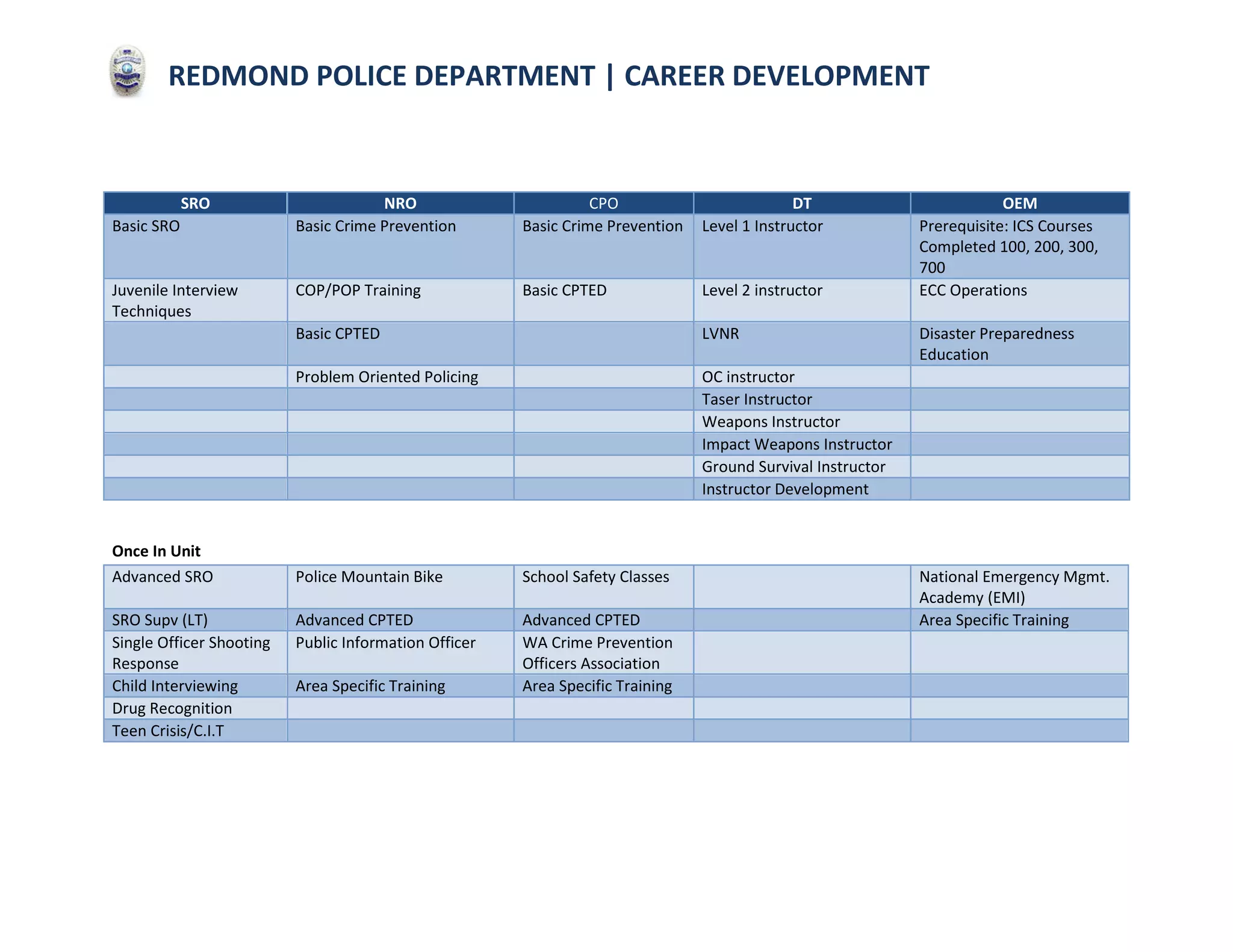 RPD Training matrix for Professional Development | PDF