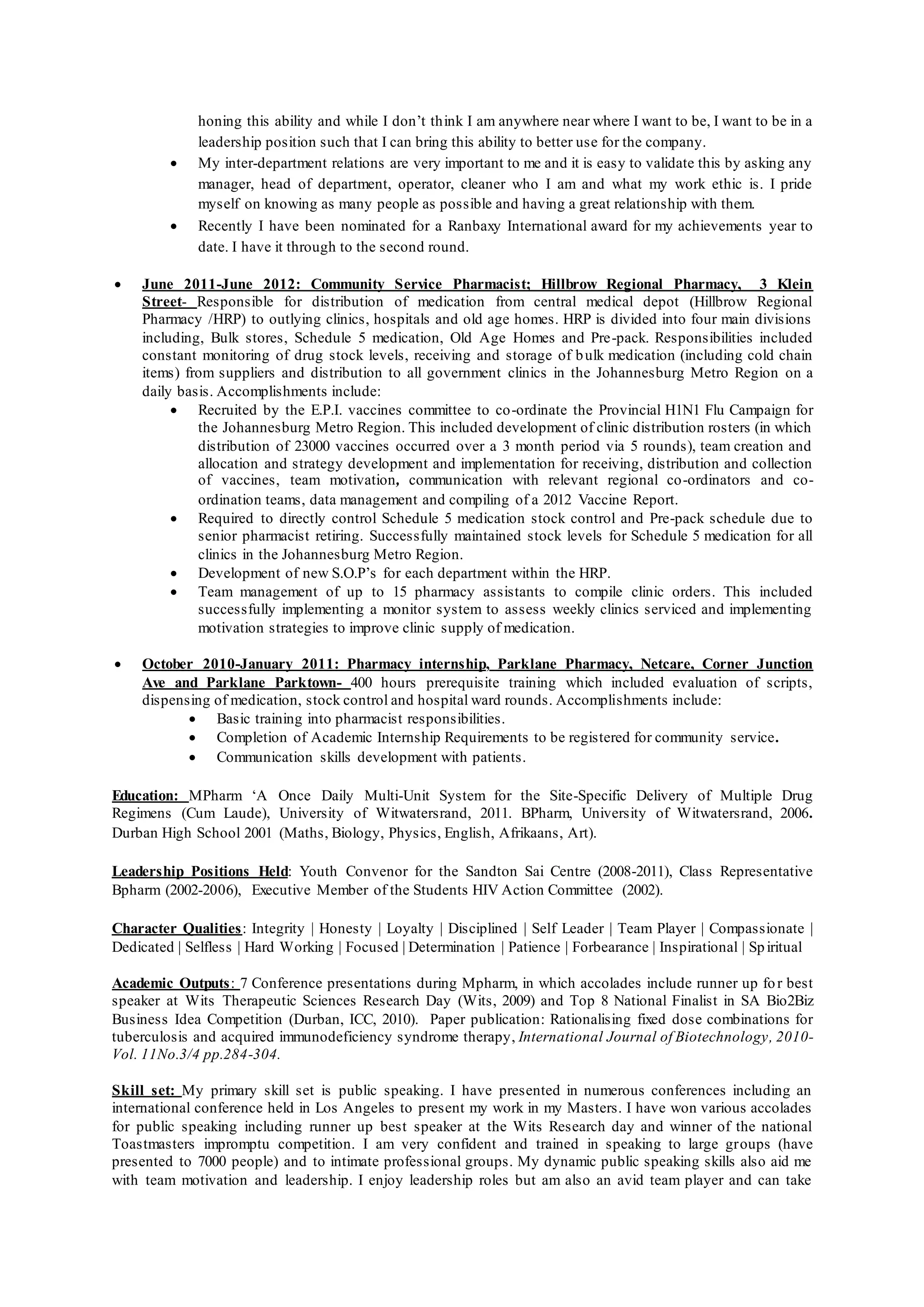 Shivaan Cooppan Curriculum Vitae. | DOCX
