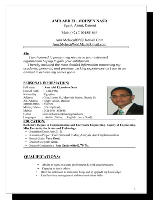 Amr mohsen Cv | DOC