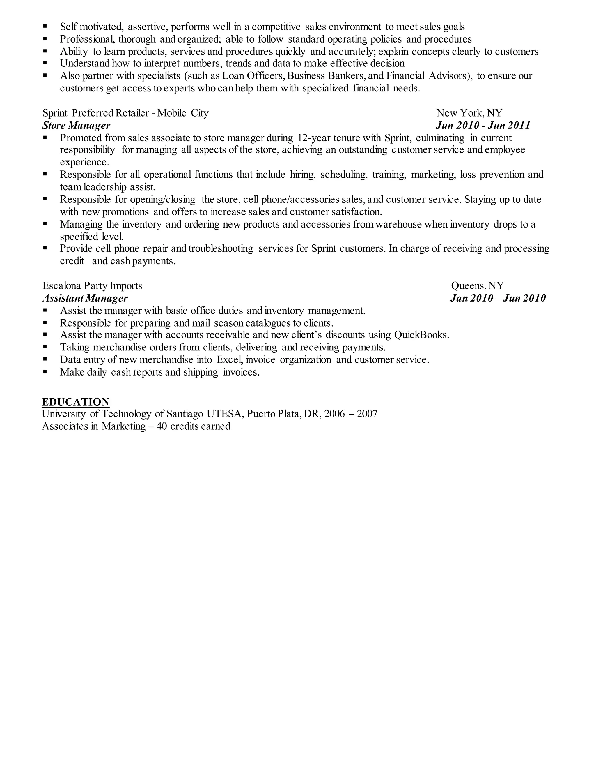 Esmeralda Garcia Resume edited 4 27 15 | DOCX | Business Banking & Finance | Business