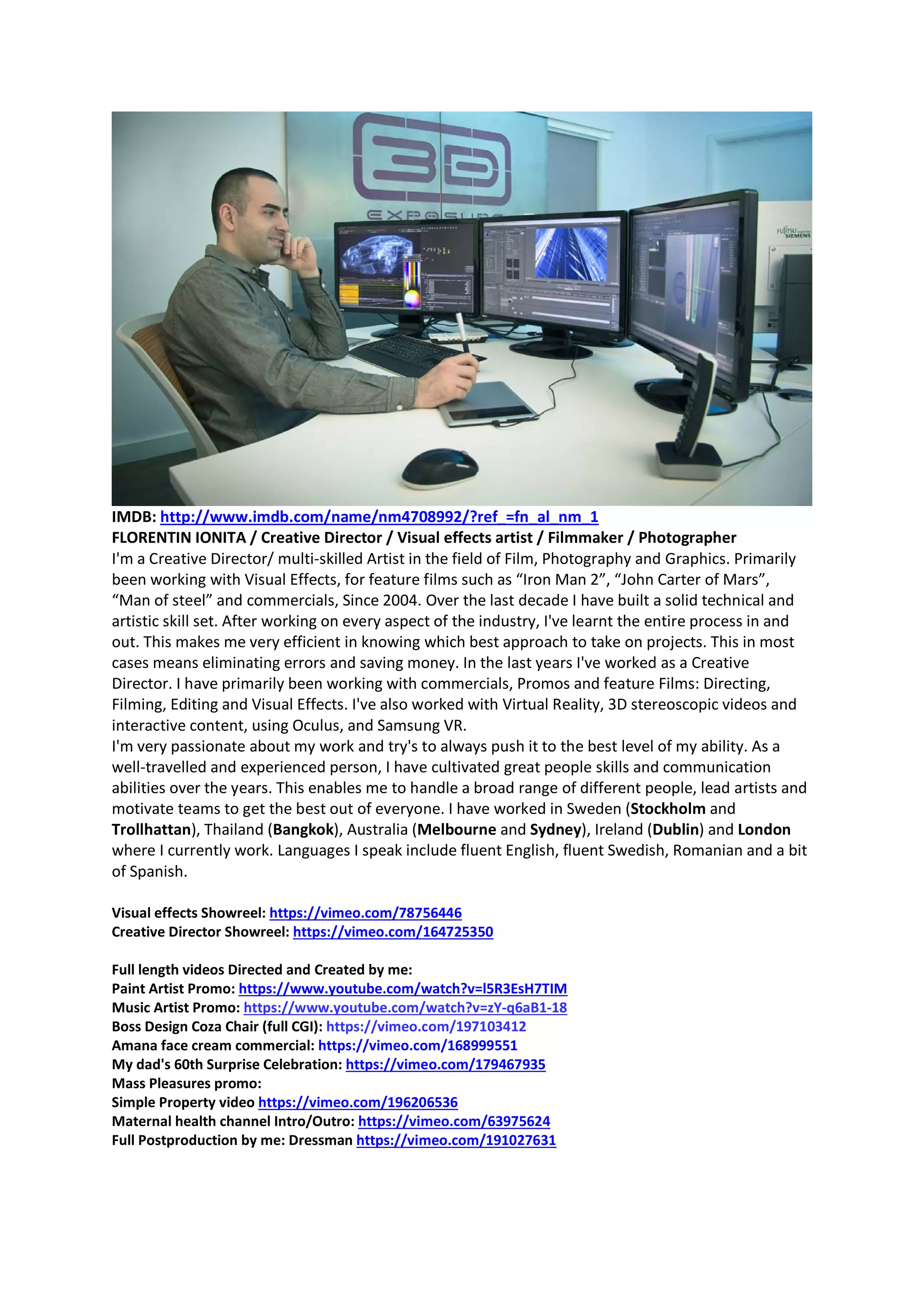 Florentin Ionita Creative director 2017 v02 | PDF | Computer Animation | Computer Software and ...