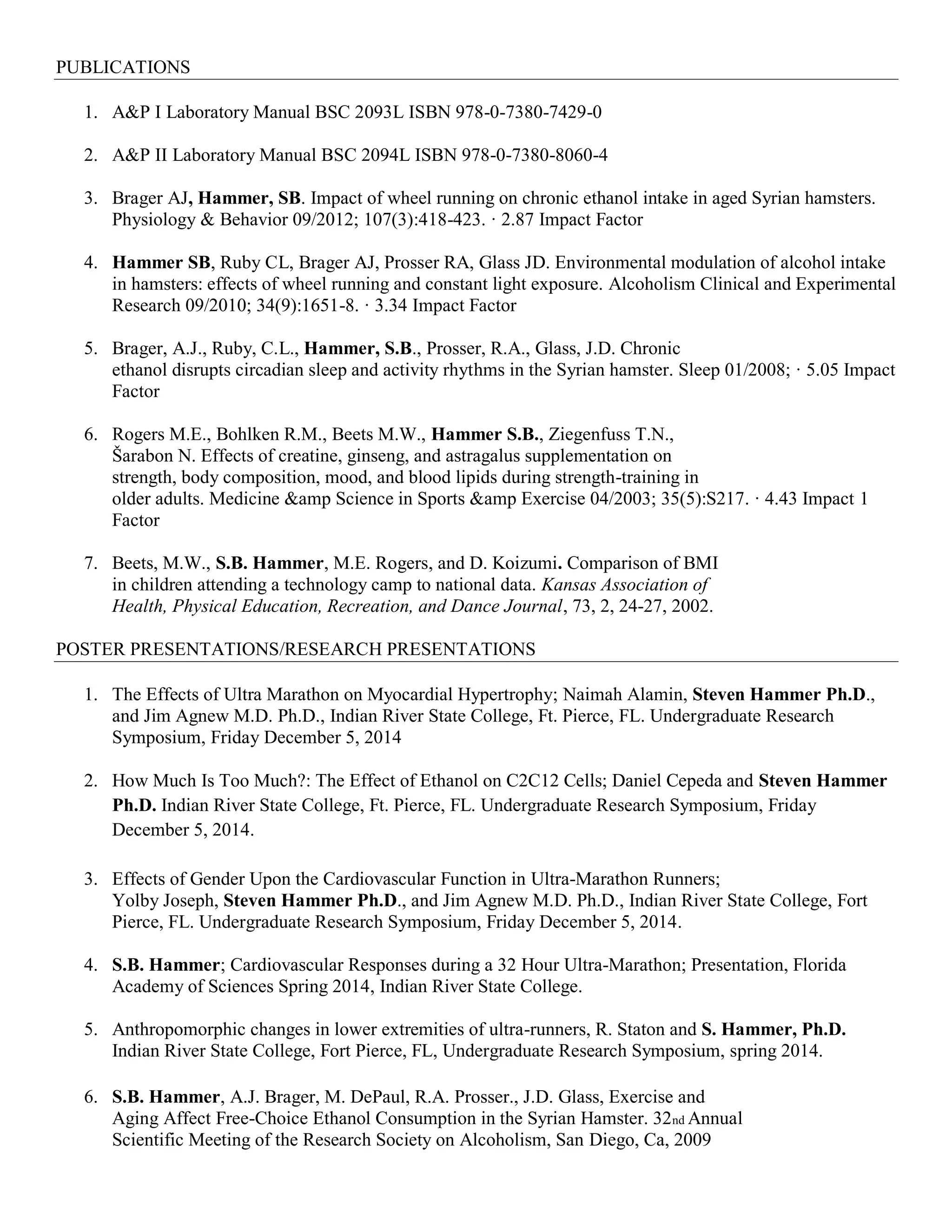 Steve Hammer CURRICULUM VITAE 2015 | PDF