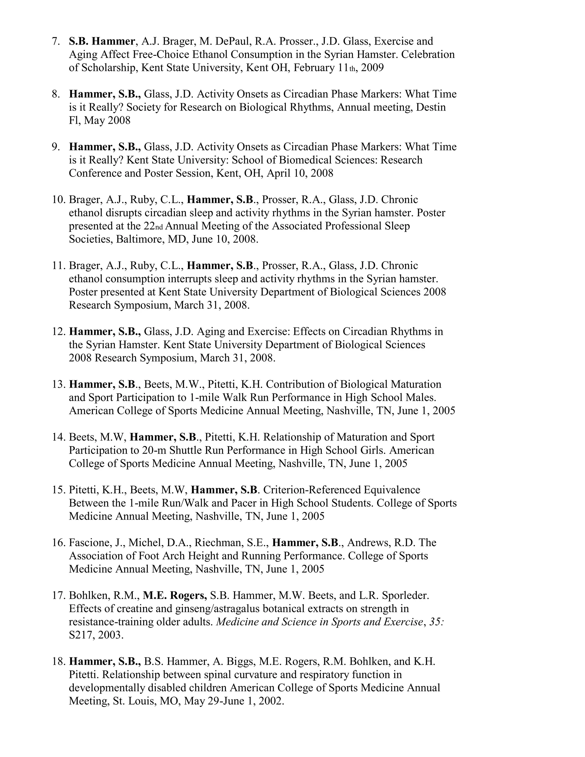 Steve Hammer CURRICULUM VITAE 2015 | PDF