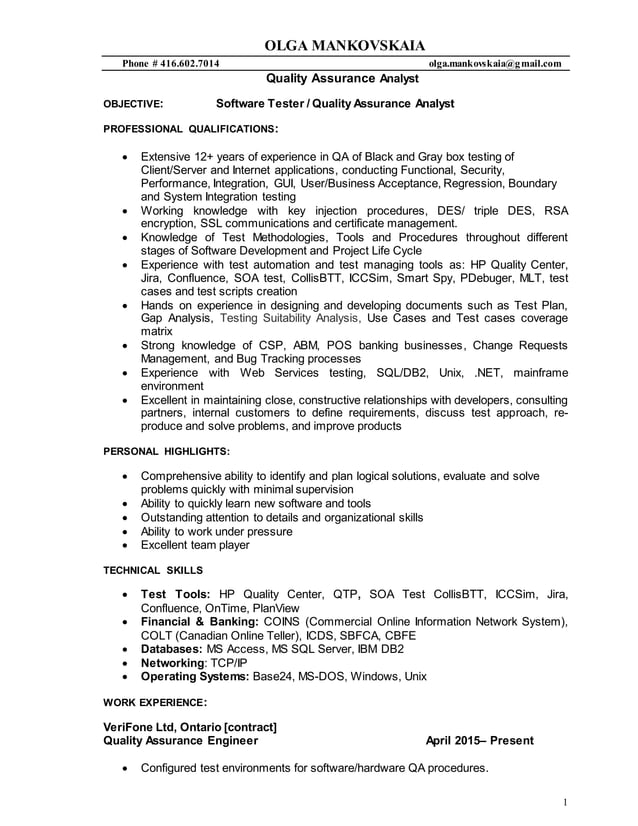 OLGA MANKOVSKAIA RESUME 2016 | DOCX | Computer Software and Applications | Computing