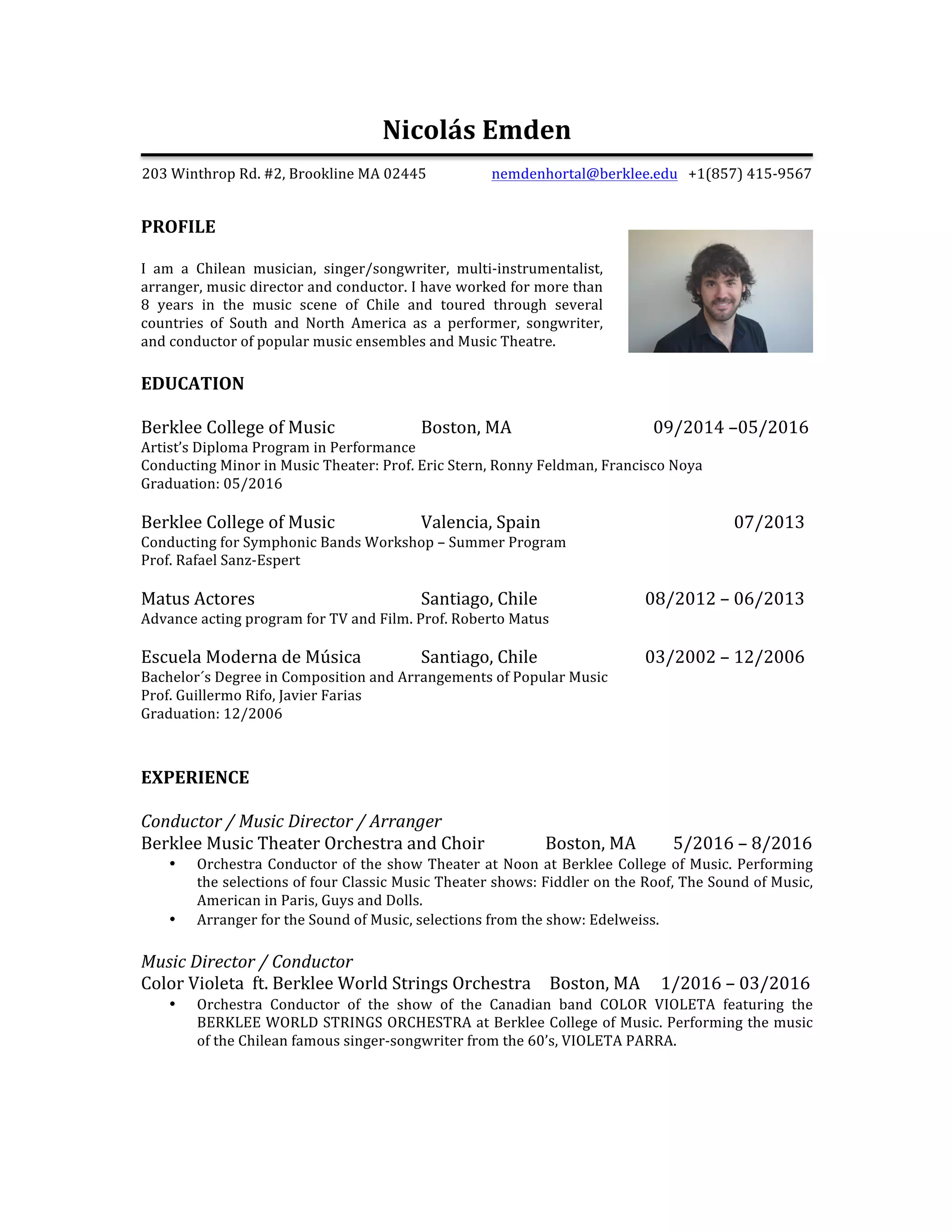 RESUME - Nicolás Emden (english) | PDF