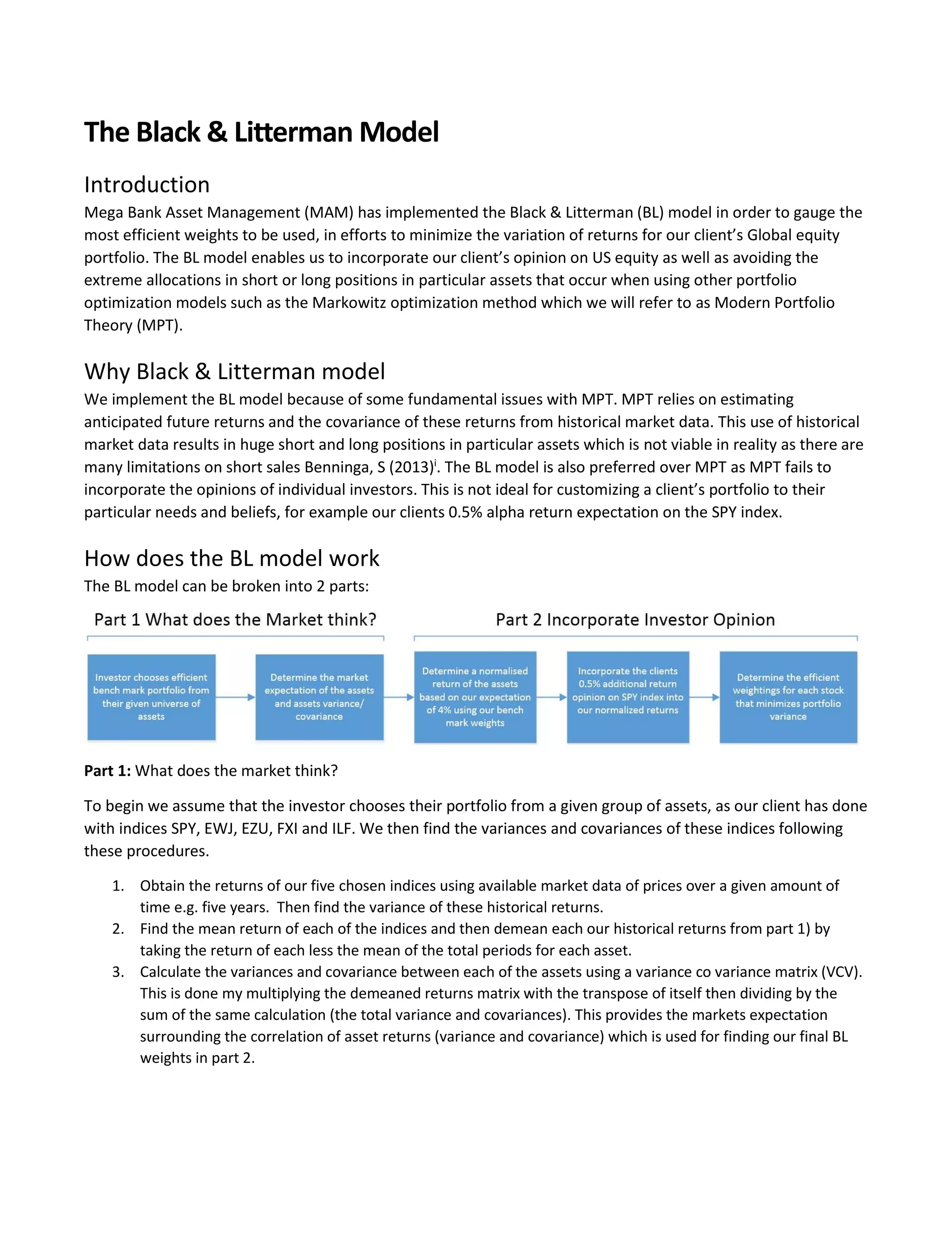 An Introduction to the Black Litterman Model | PDF