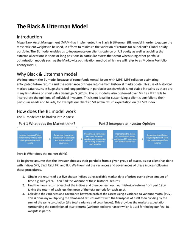 An Introduction to the Black Litterman Model | PDF | Stocks and Bonds ...