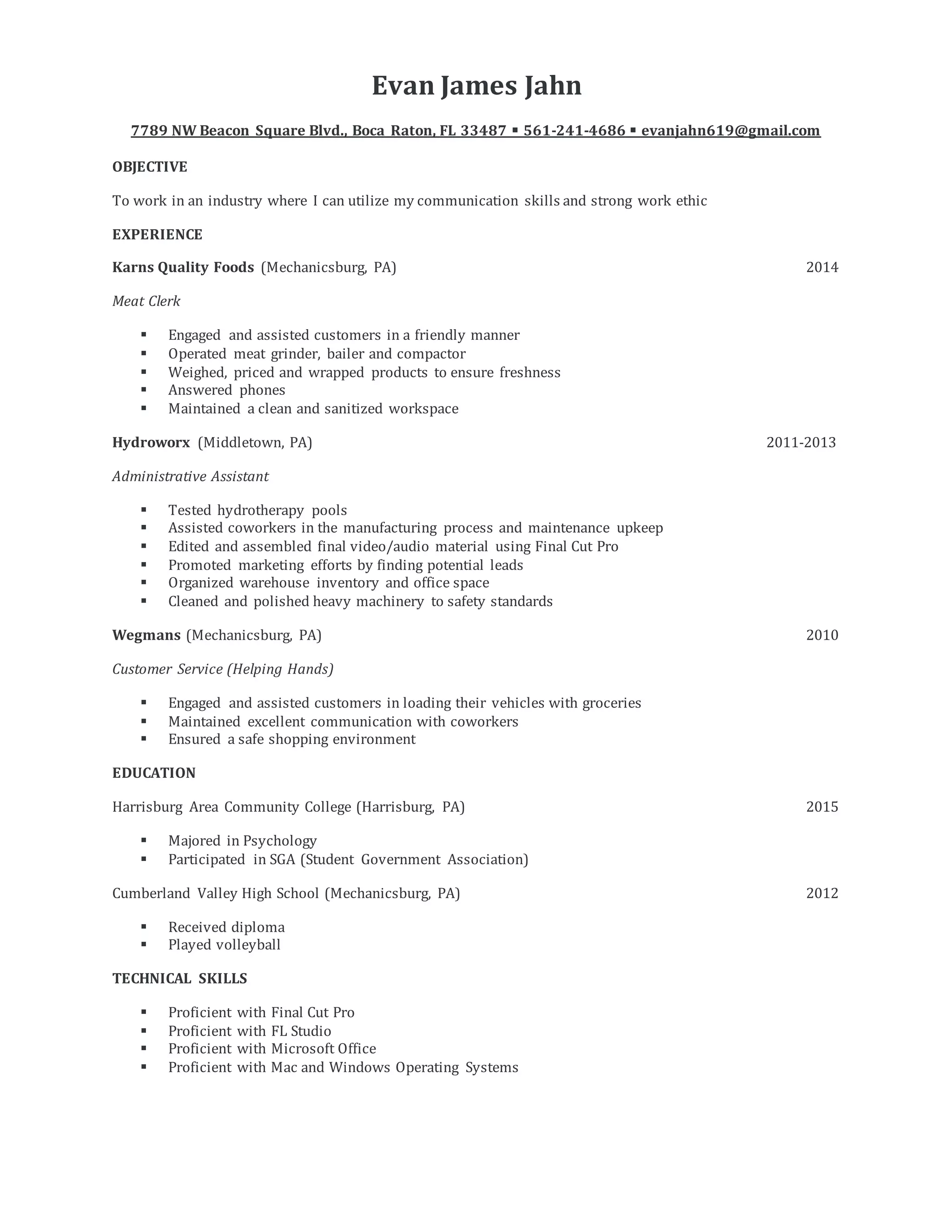 Evan Jahn Resume | DOCX