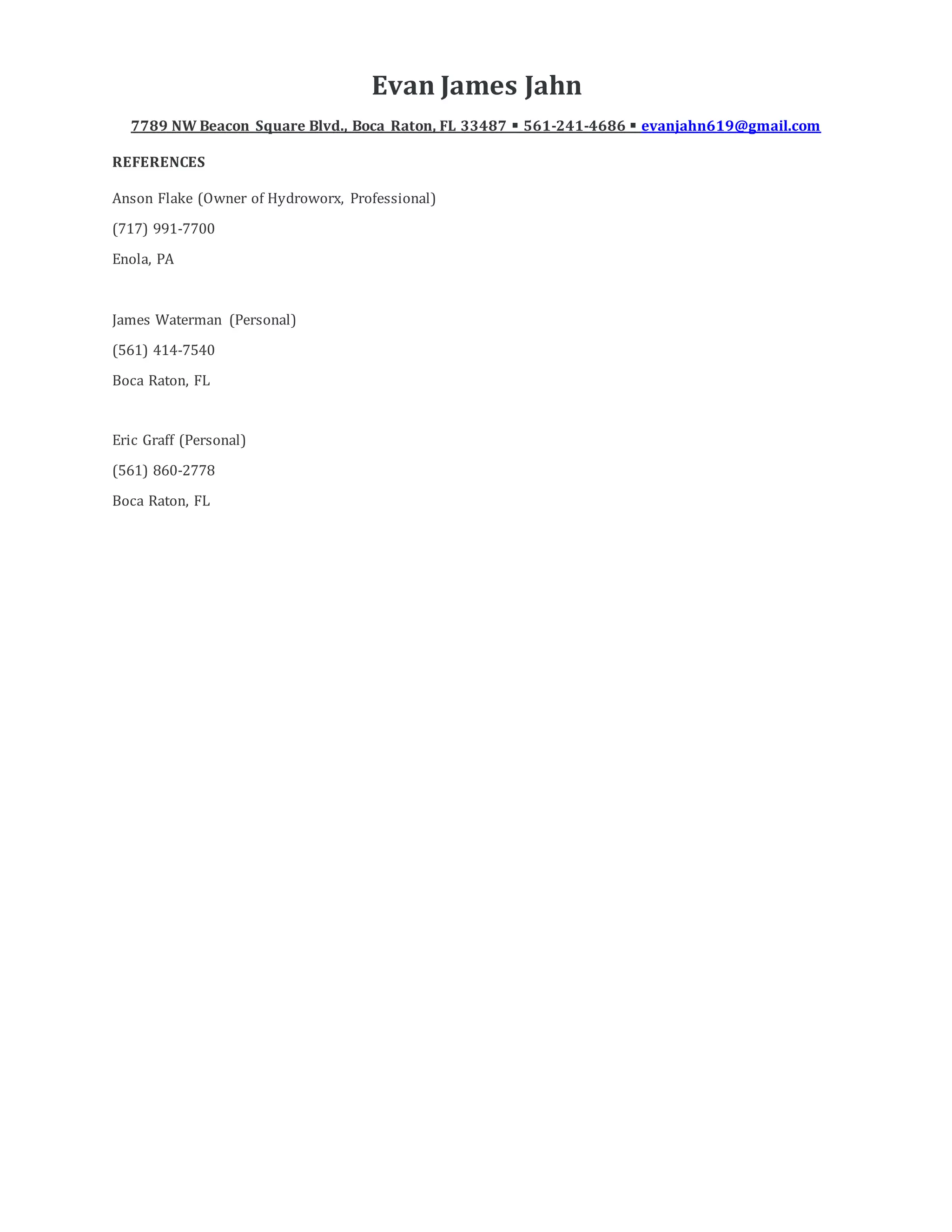 Evan Jahn Resume | DOCX