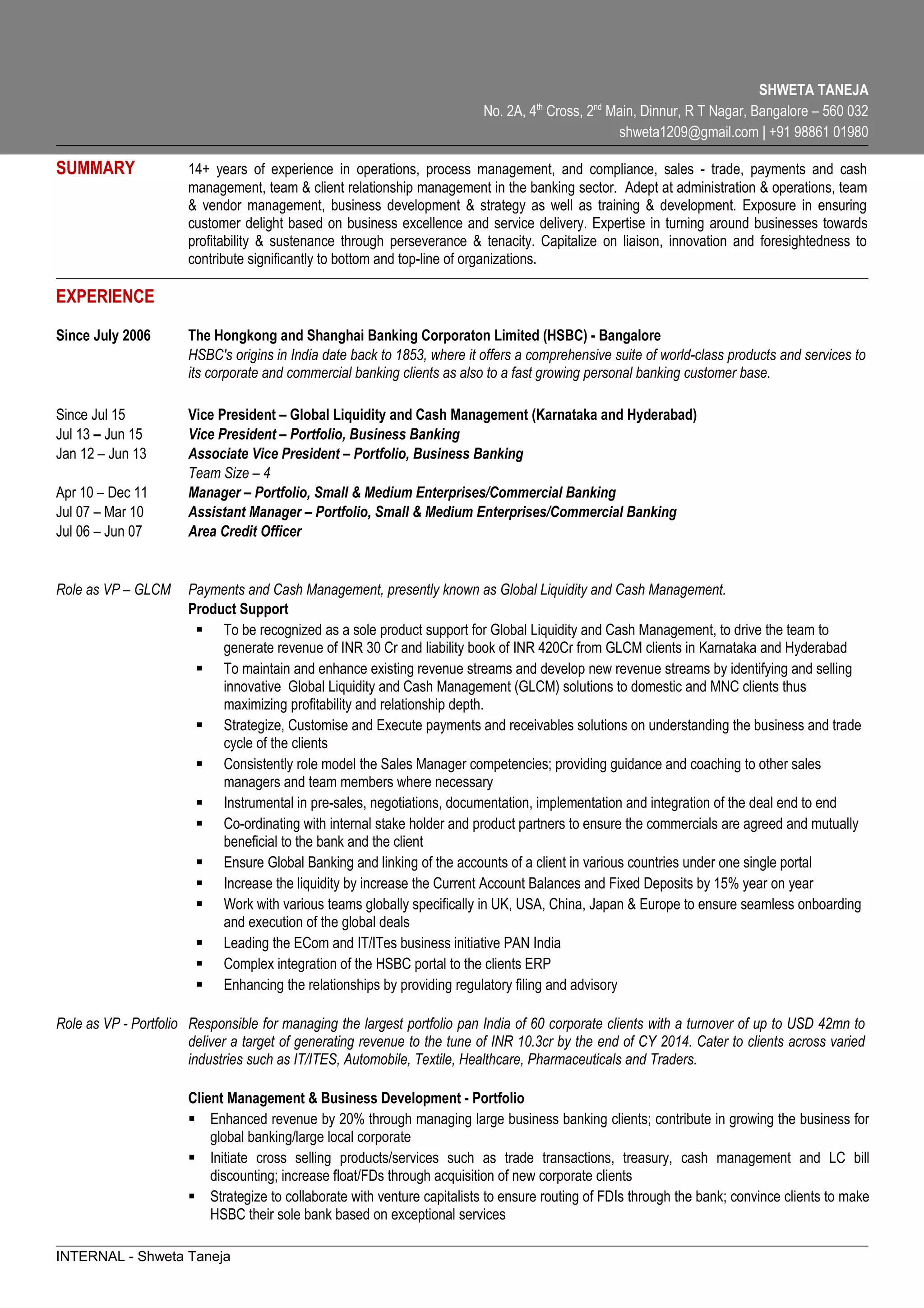 Shweta Taneja - CV - 2016 | DOC