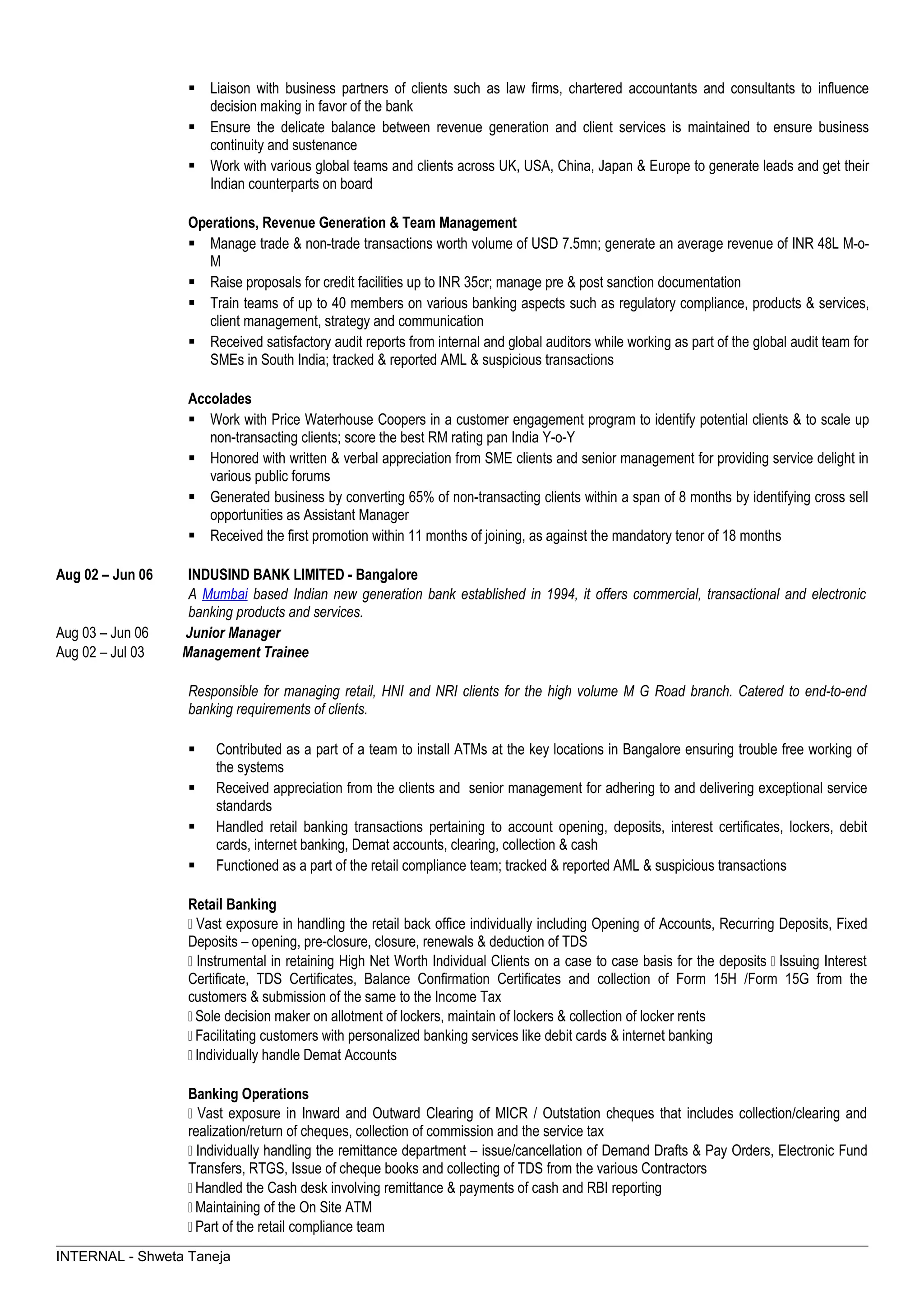 Shweta Taneja - CV - 2016 | DOC