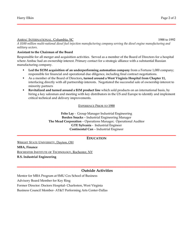 Harry Elkin CV | PDF