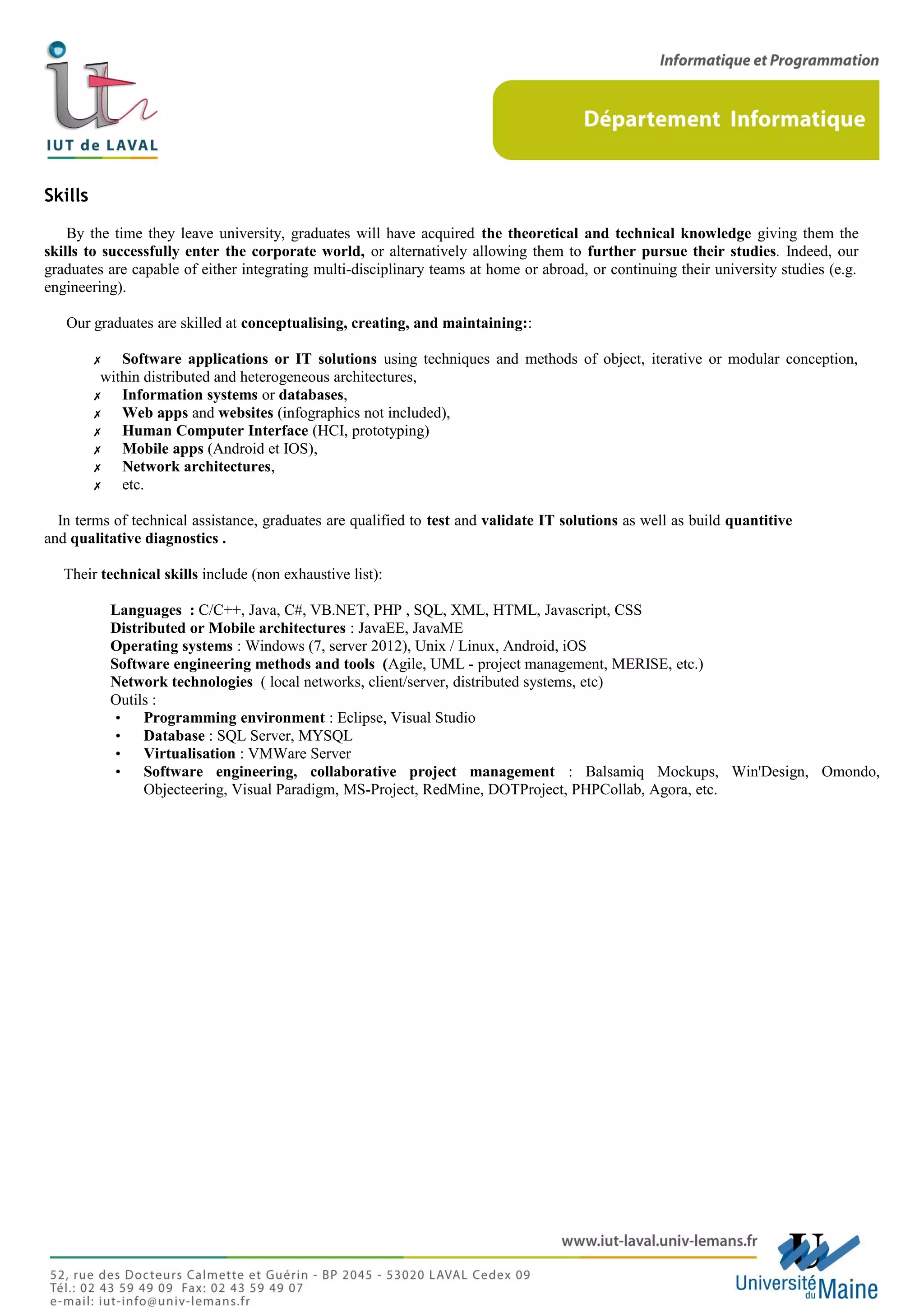 Overview of the syllabus DUT 2015-2016 | PDF
