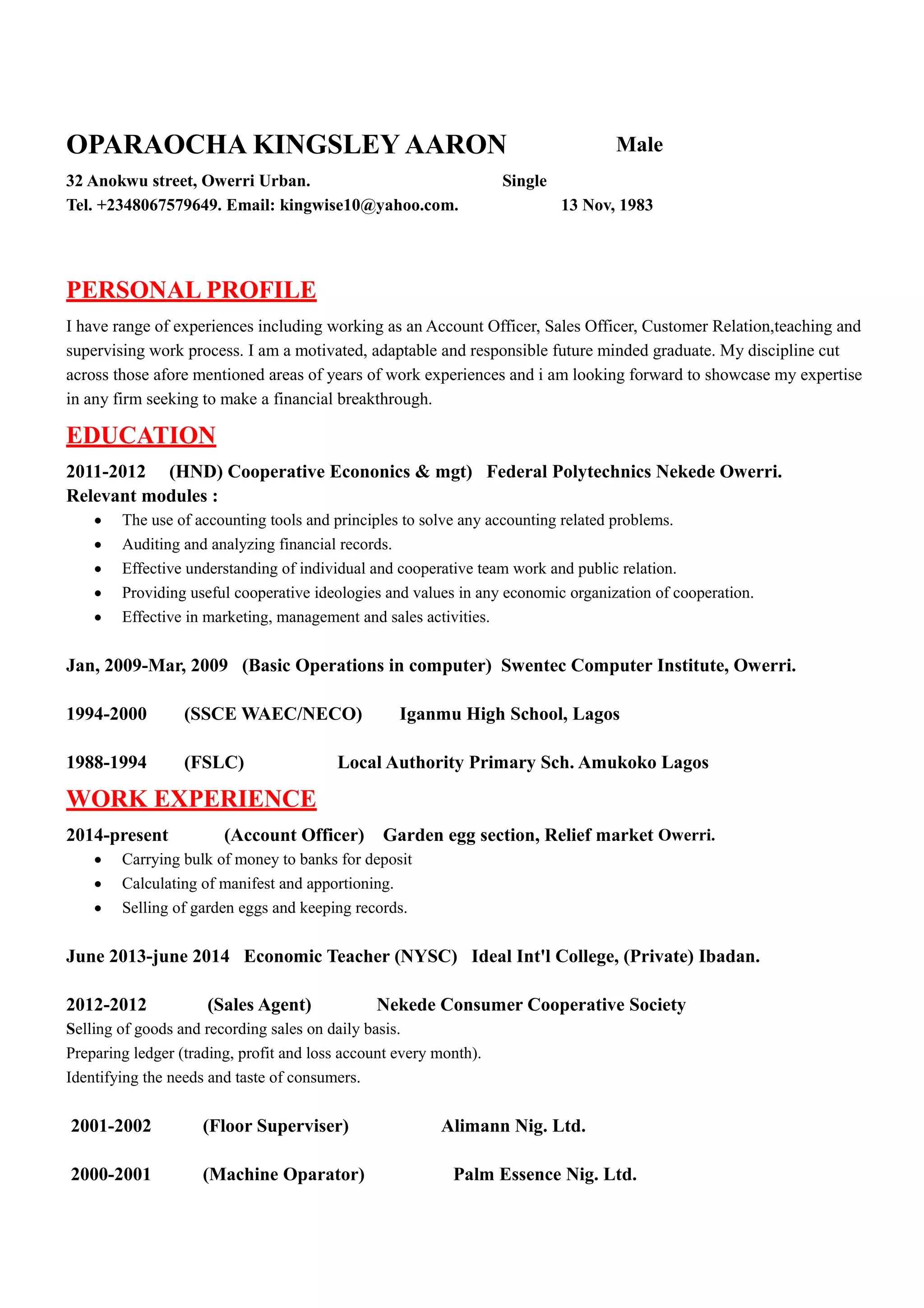 kingsley's CV(1) | DOC