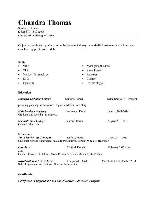 Chandra Thomas resume | DOCX